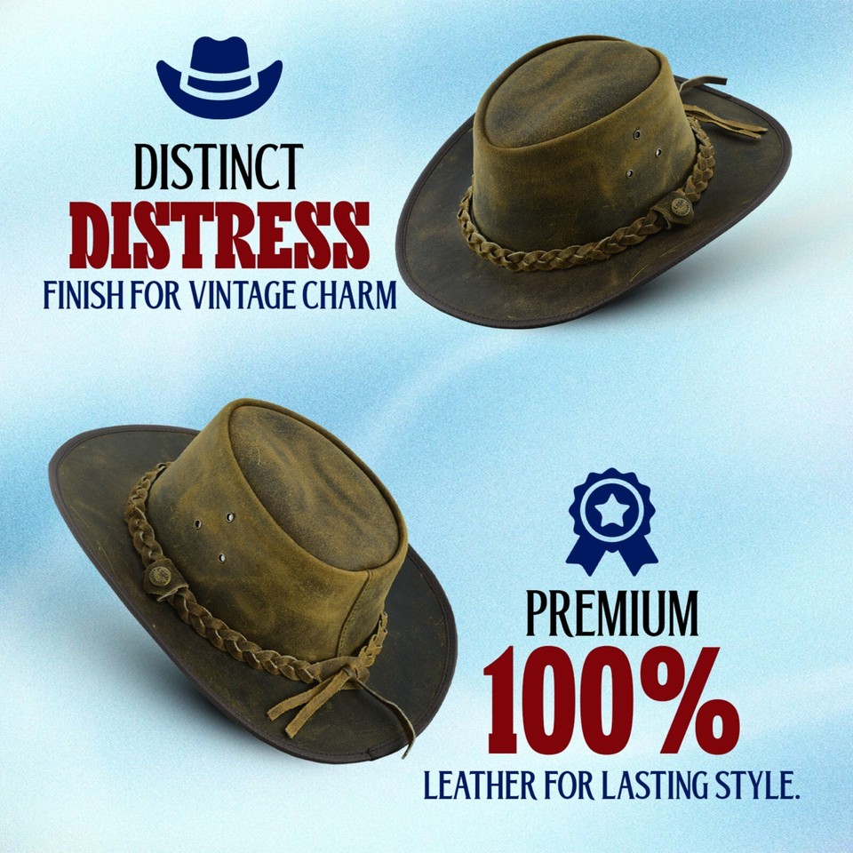 Falcon Suede Bold Safari Look Leather Hat |Unisex Traveler Western ...