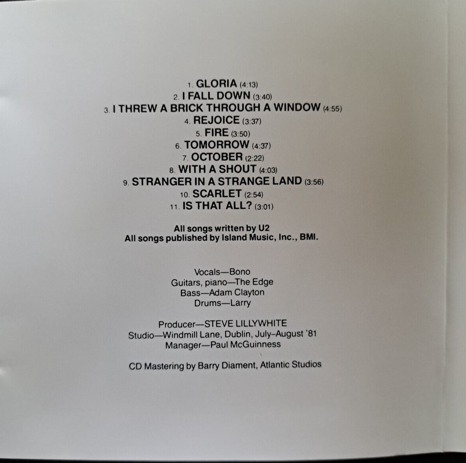 October by U2 (CD, Jun-1990, Island (Label)) 42284229722| eBay
