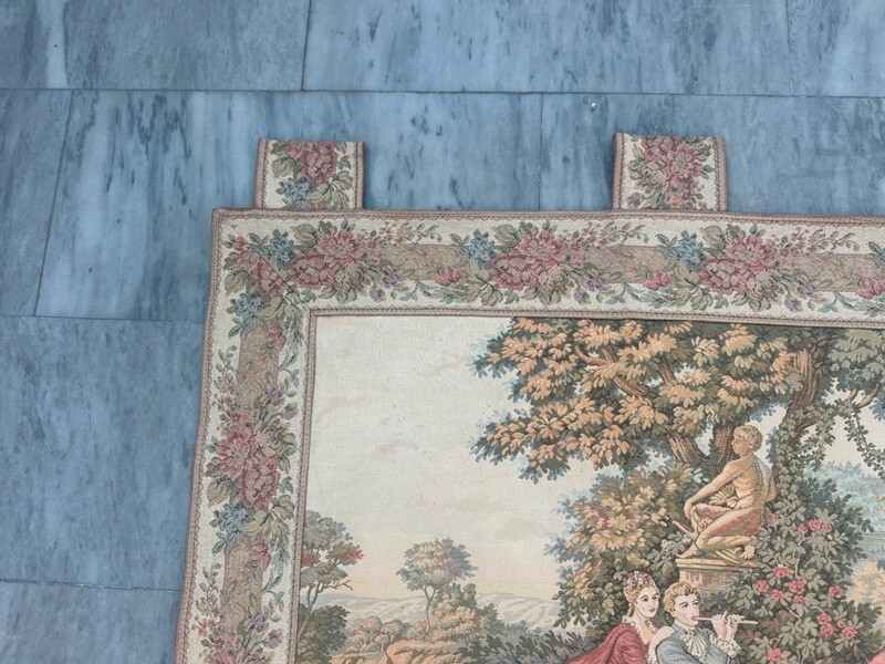 Vintage French Tapestry Goblin Romantic Pictorial Medieval Wall Hanging ...