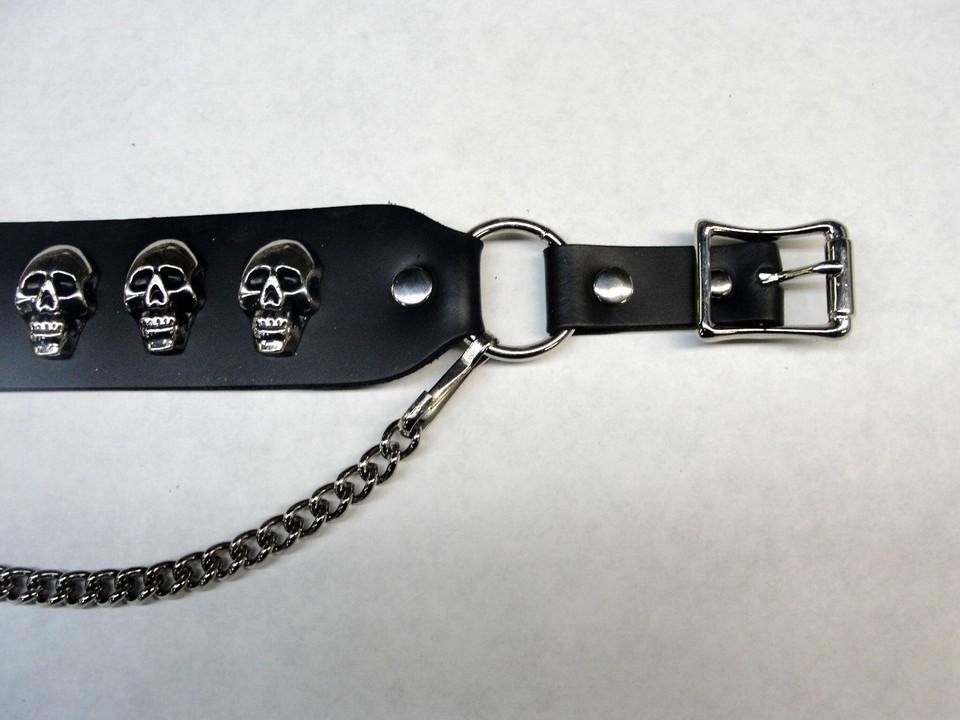 Black Full Grain Leather Boot Straps with SKULLS Adjustable Buckle ...