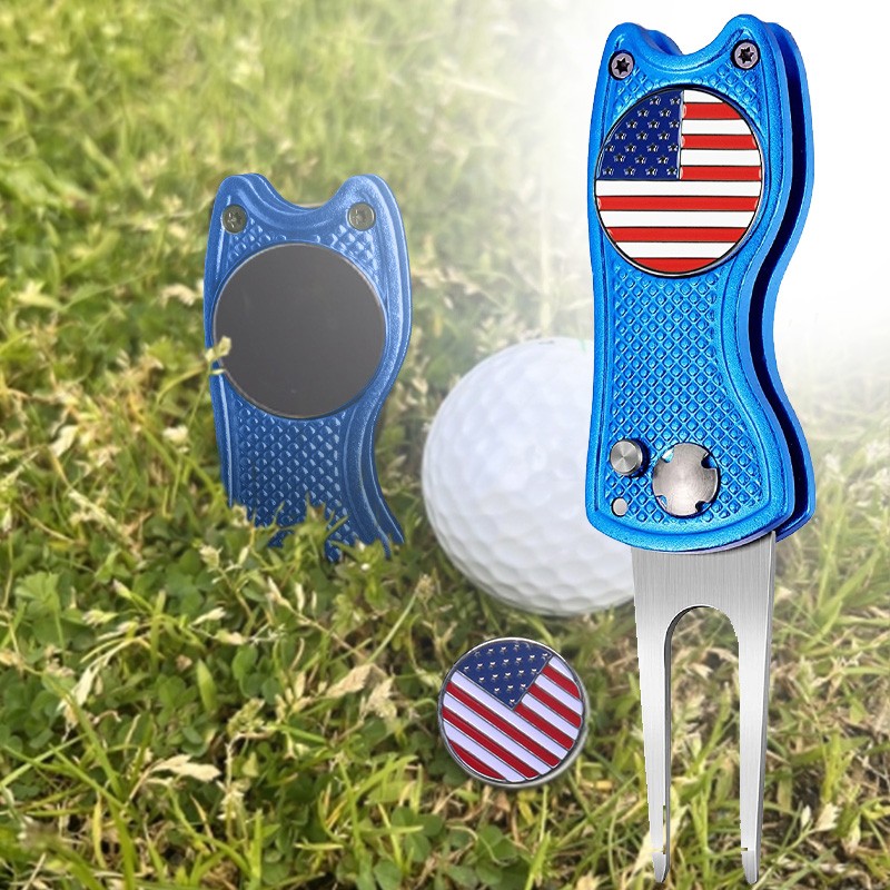 Magnetic Ball Marker & Foldable Divot Tool with Pop-Up Mechanism | eBay