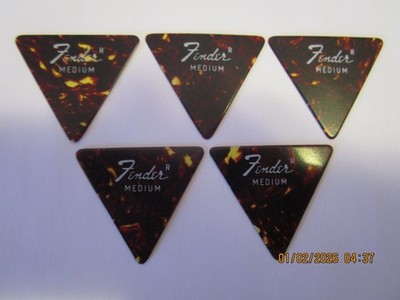 Lot of 5 Vintage Fender Celluloid 355 Shape Guitar Picks- Shell, Medium ...