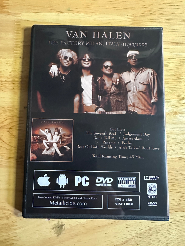 Van Halen - Balance Tour Live in Milano 1995 DVD Eddie Alex Sammy Hagar ...