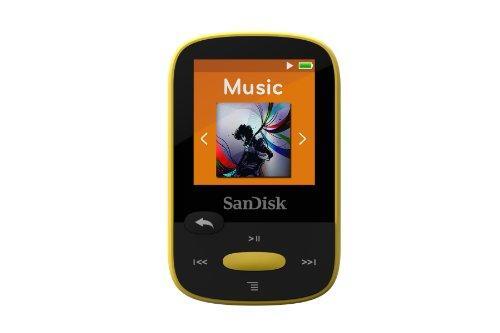 SanDisk 8GB Clip Sport MP3 Player, Yellow - LCD Screen and FM Radio ...