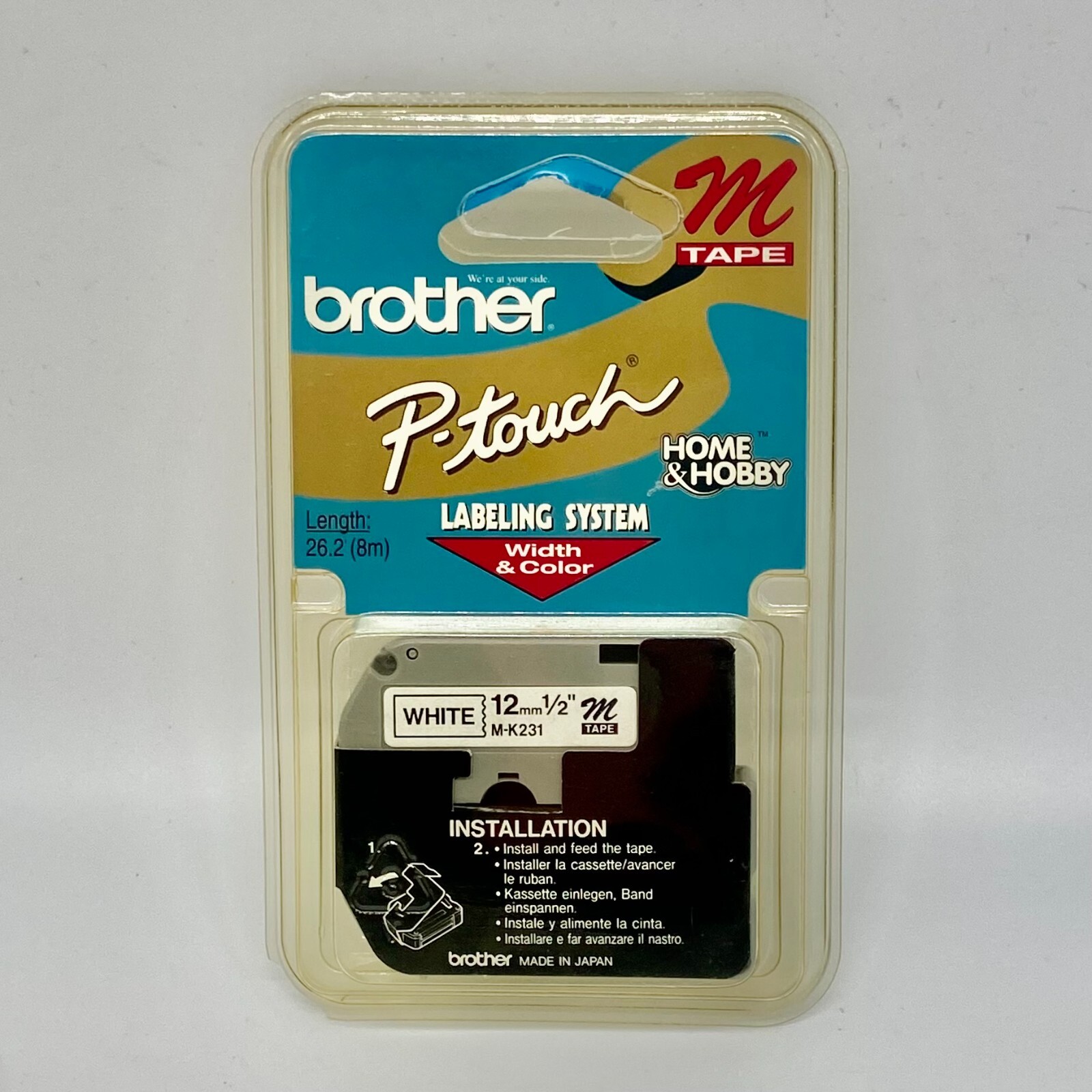 Brother M Tape P-Touch 12mm 1/2" M-K231 White - Made in Japan - FREE ...