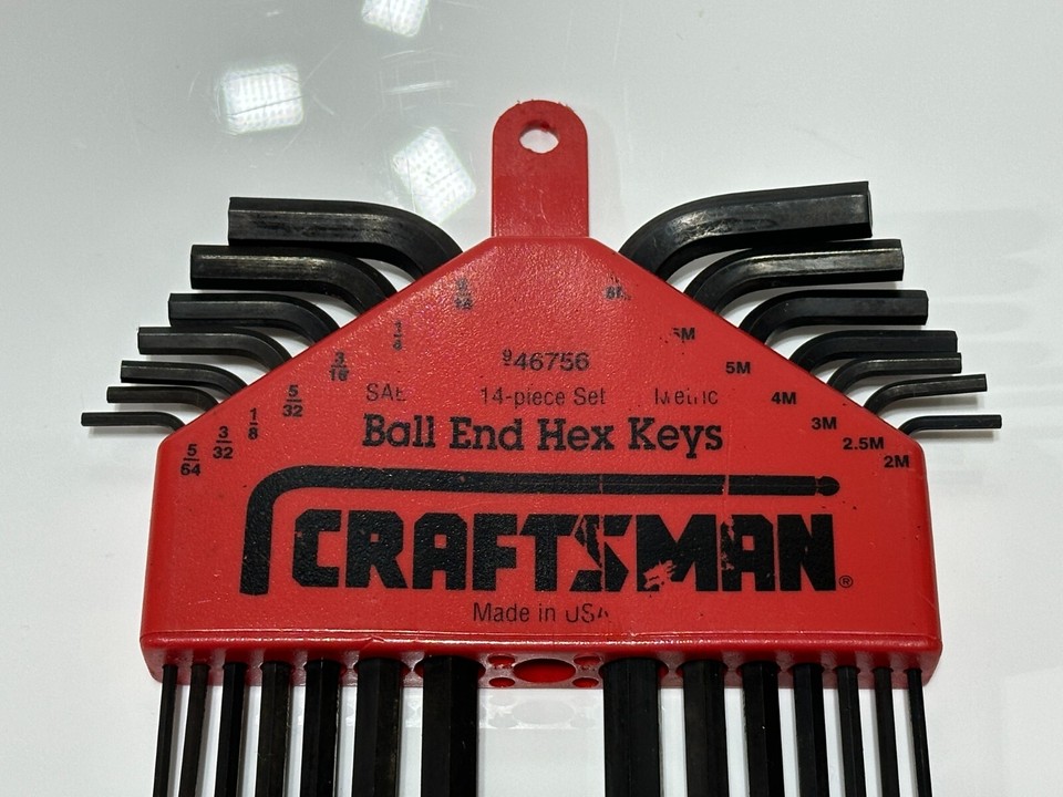 Craftsman USA Made NOS 46756 14pc Ball End Hex Allen Keys Wrench Set ...
