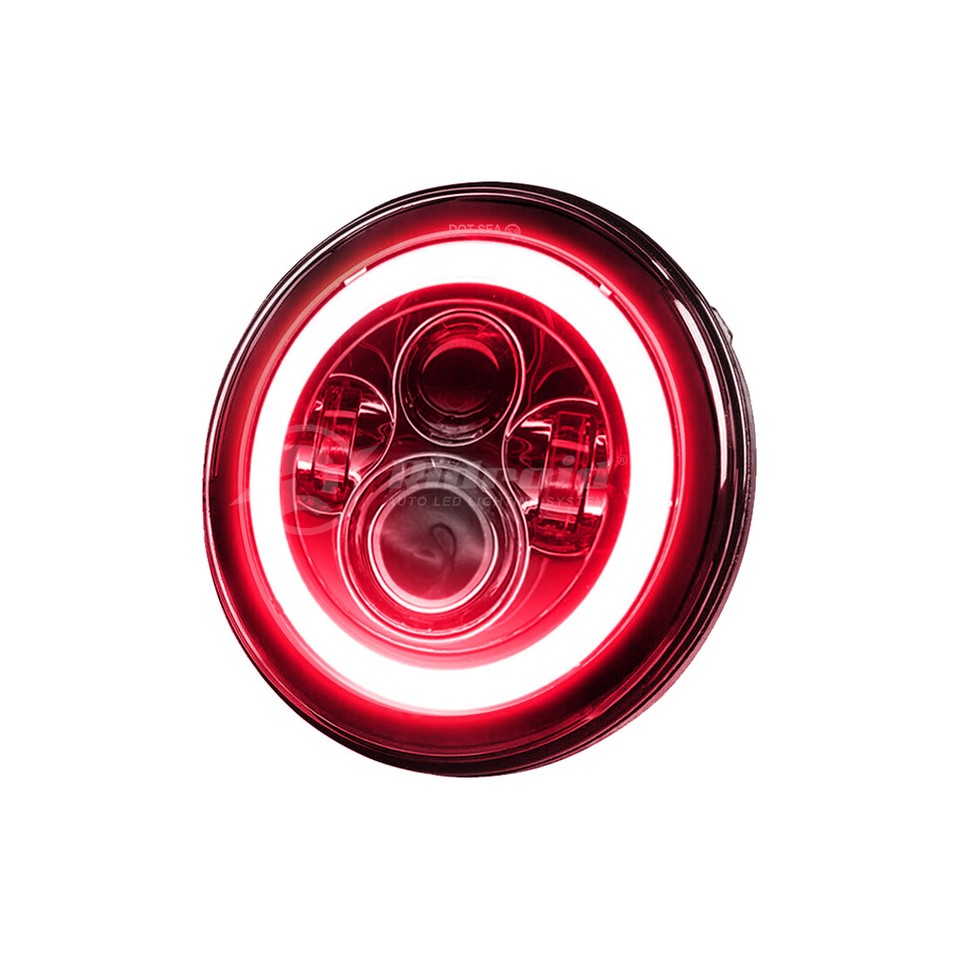 For VW Beetle 1950-1979 Pair 7" Inch Round LED Headlight Red Halo DRL ...