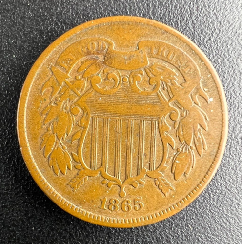 1865 Two Cent Piece US Copper Circulated 2 Cent 19th Century Type Coin ...