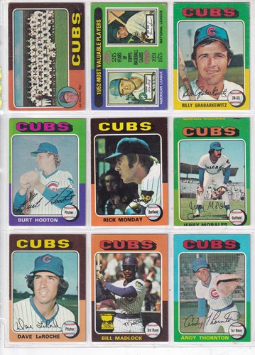 1975 Topps Chicago Cubs Baseball Team Set (31 Cards) | eBay