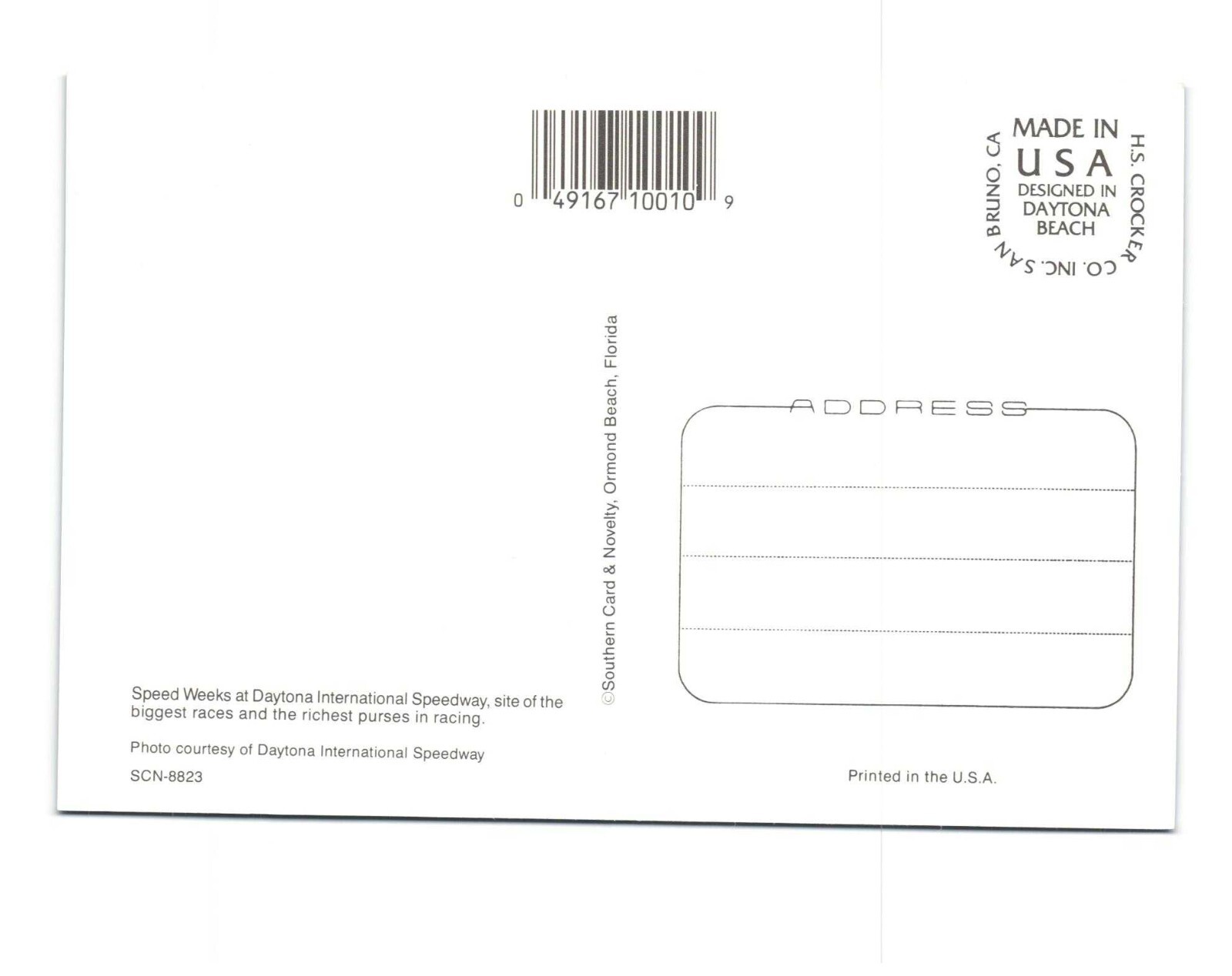 Speed Weeks Daytona International Speedway Vintage Postcard Unposted ...