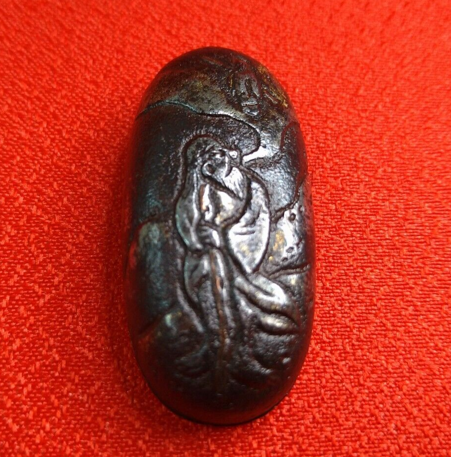 Fuchi & Kashira Silver Hermit-designed Antique SAMURAI Sword Parts ...