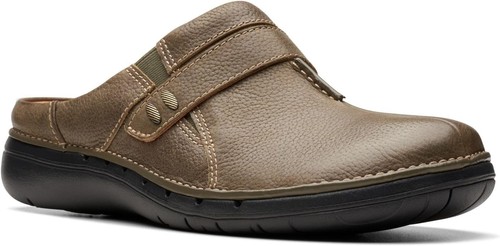 Clarks Womens Un Loop Ease Clog Dark Olive Leather 26174968 | eBay
