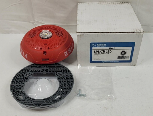 System Sensor SPSCRLED Fire Alarm Speaker Strobe Ceiling Red (NEW IN ...
