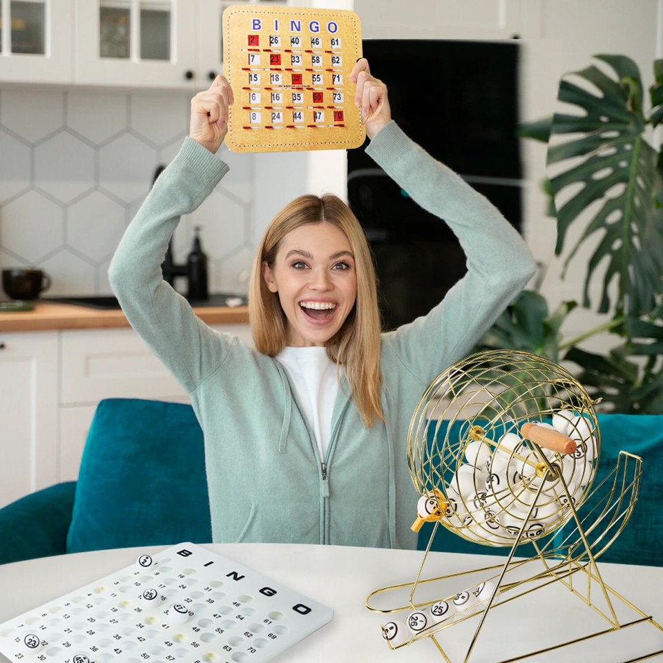 PRO Jumbo Bingo Game Set w/Large Bingo Cage, 1.5" Ping Pong Bingo Balls ...