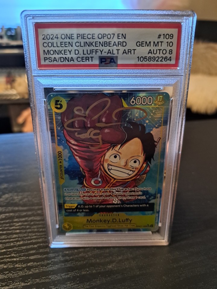 PSA 10 / Auto 8 Monkey D. Luuffy OP07 #109 Alt Art Gold Signature One ...