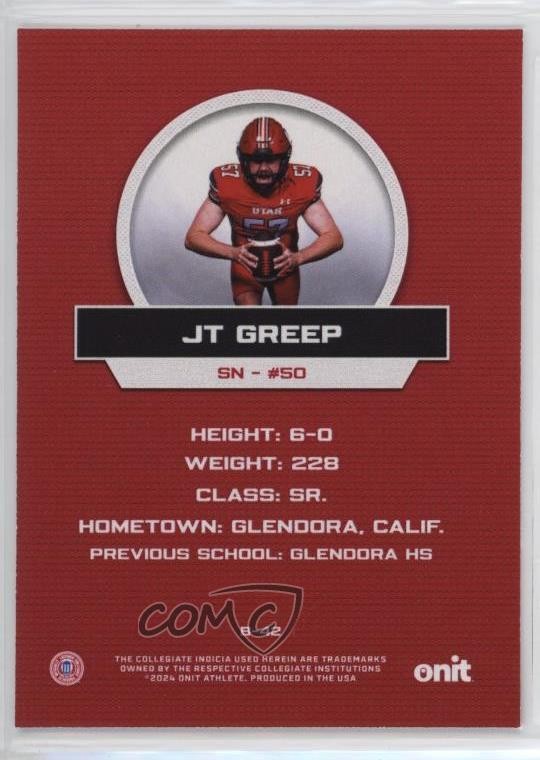 2024 Onit Athlete University of Utah Utes JT Greep #B-42 | eBay