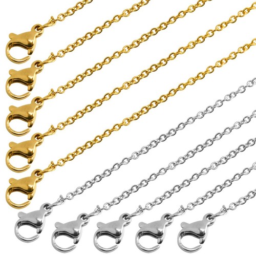 10pcs Stainless Steel Cross Chains Necklace Gold and Silver Link Cable ...