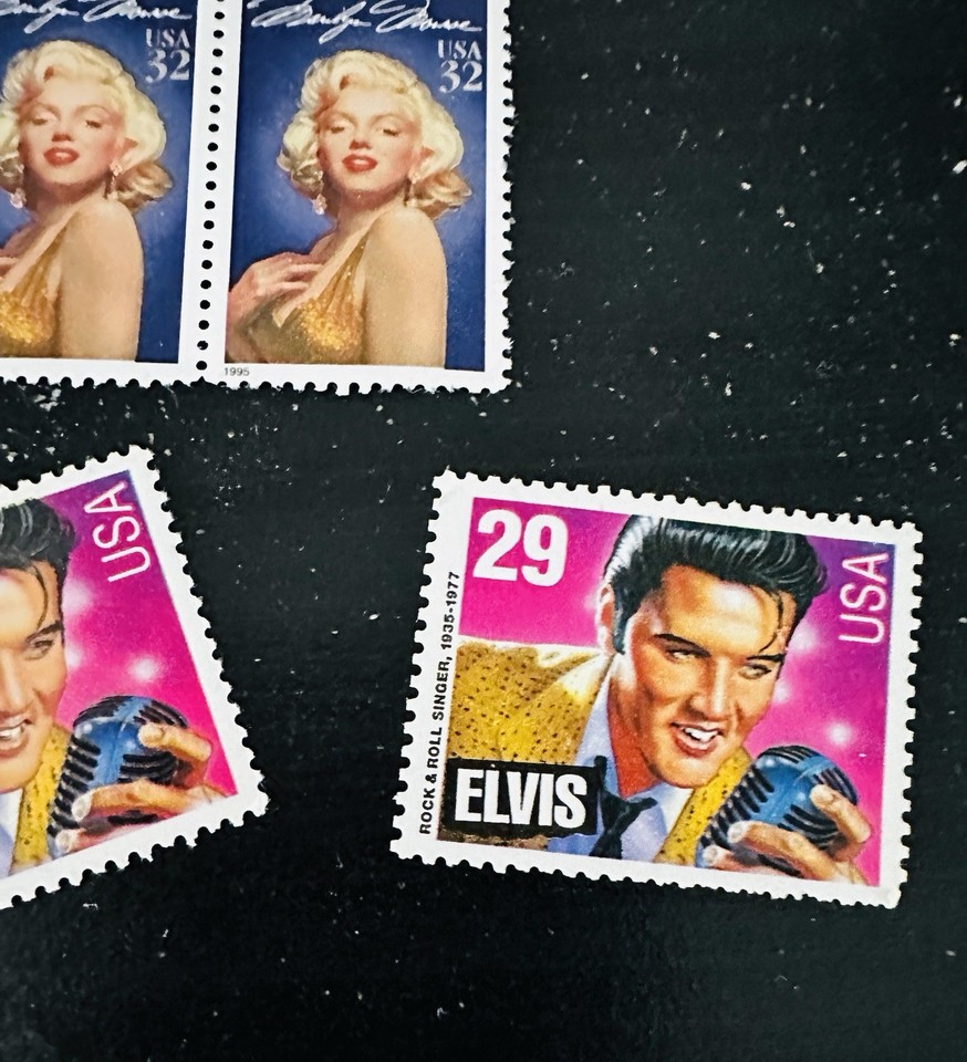 2-Elvis Presley 29 Cents & 2-Marilyn Monroe 32 Cents Postage Stamps ...