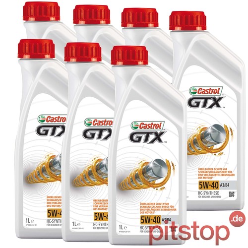 7L = 7x 1L CASTROL GTX 5W-40 A3/B4 MOTOREN-ÖL BMW LL-01 VW 50200 50500 ...