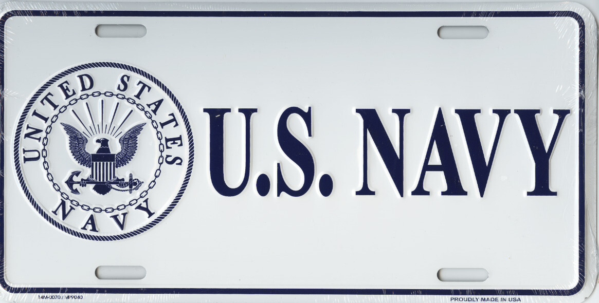 U.S. Navy White Embossed Metal License Plate Sign | eBay