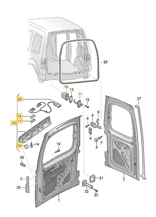 NEW GENUINE VOLKSWAGEN CADDY 11-20 REAR DOOR GRIP MOLDING HANDLE ...
