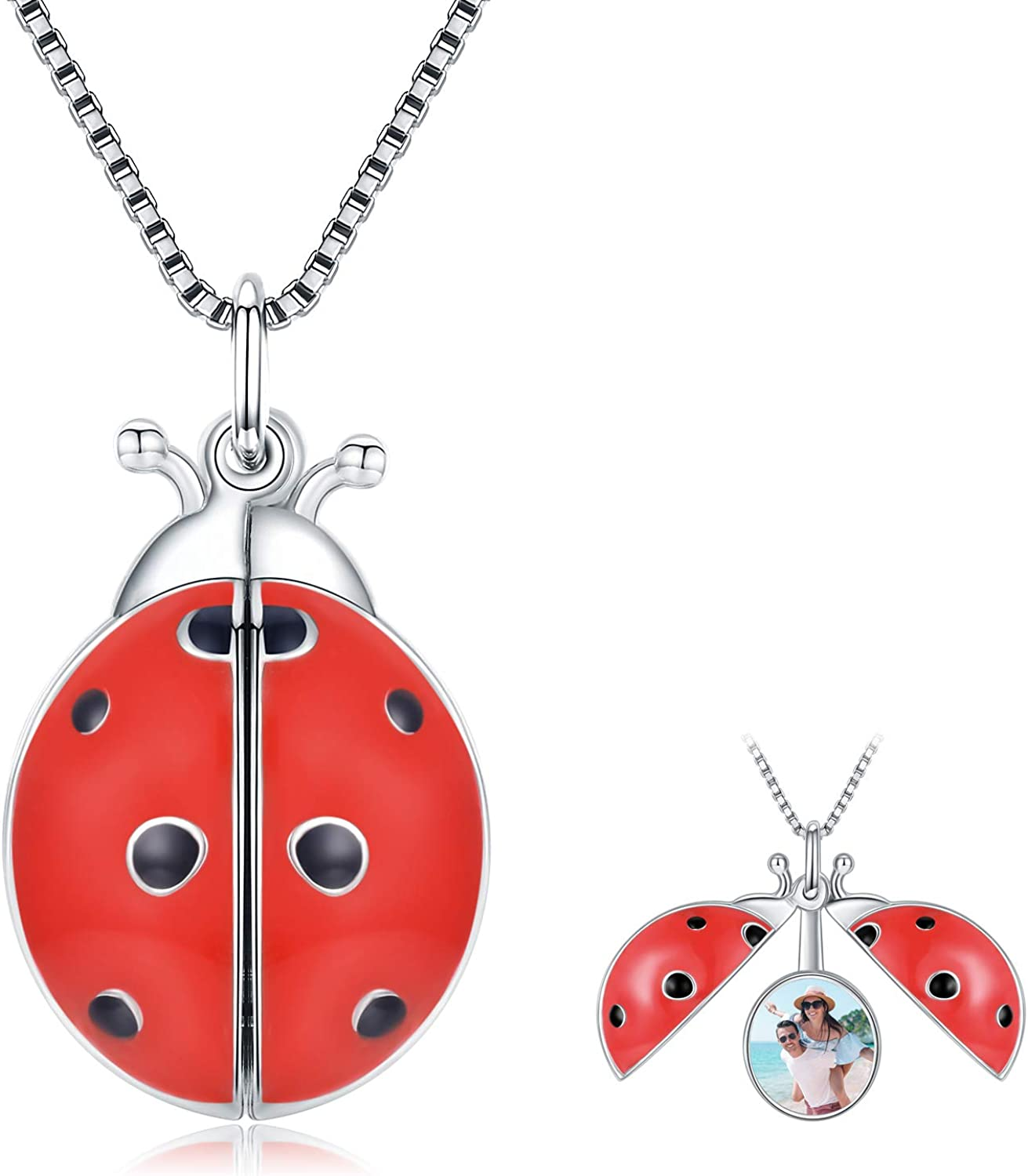 Ladybug Locket Necklace That Holds Pictures 925 Sterling Silver Ladybug ...
