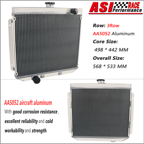 3 Row Radiator Kit For 69-72 Ford Falcon Cleveland XY/XW 351/302/250 GS ...