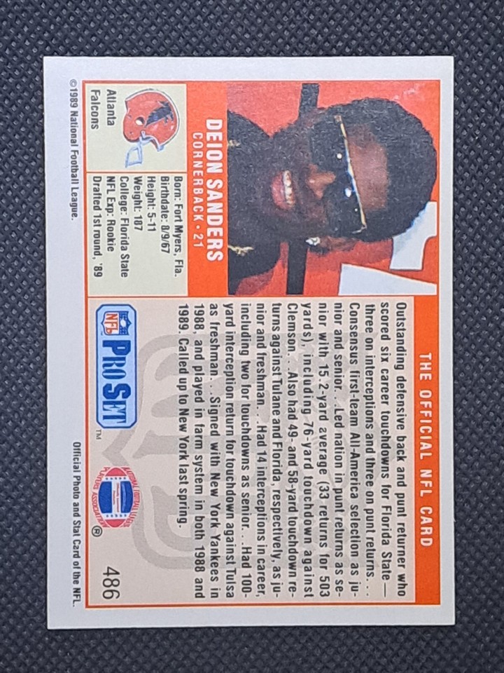 ROOKIE 1989 PRO SET Deion Sanders NO 1 Draft Pick #86. | eBay