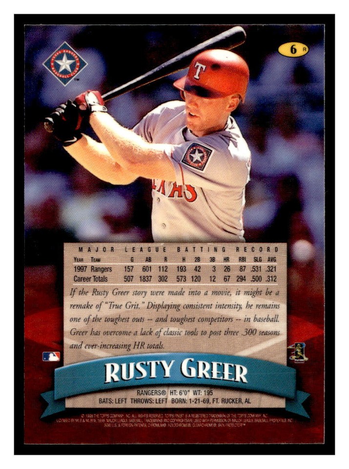 Rusty Greer 1998 Finest Refractor 6 | eBay