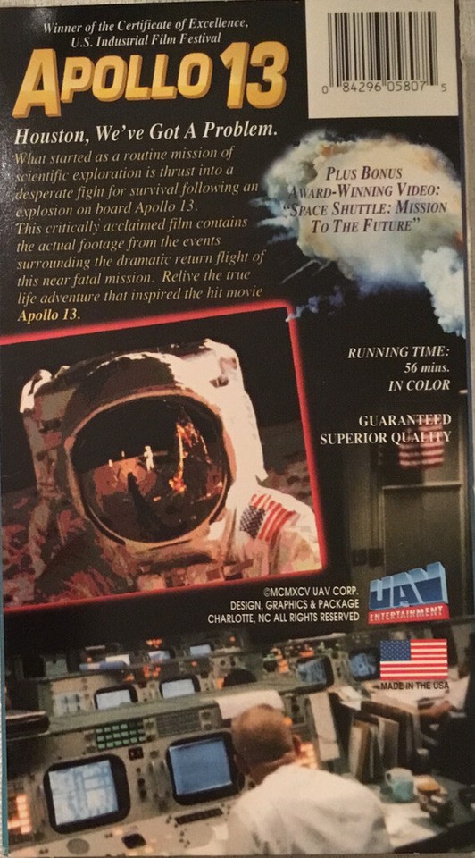 Apollo 13 ~ VHS Rare NASA Space Shuttle Mission. Bonus Video Included ...