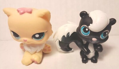 Littlest Pet Shop LPS Authentic 1503 Persian Cat Yellow Pink 1504 Skunk ...