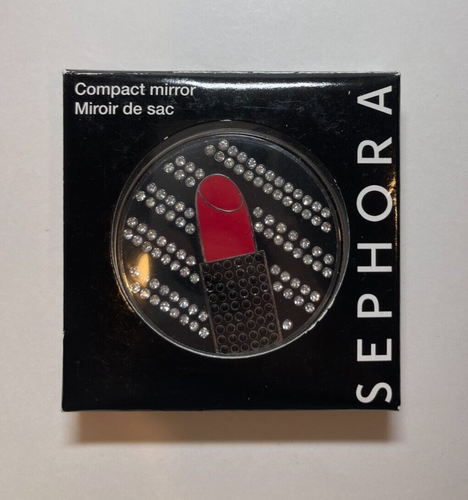 Sephora Red Lipstick 1x 3x Rhinestone Magnifying Compact Round Silver ...