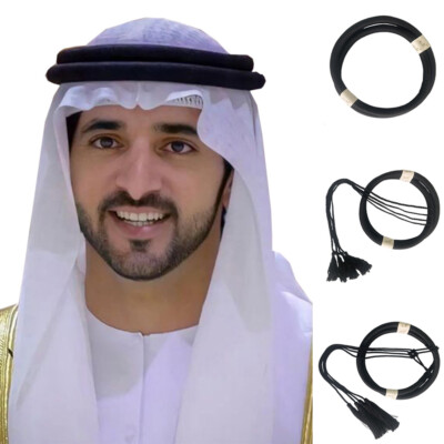 Saudi Arab Men Headband Head Black Scarf Cord Hair Band With Tassel Men ...