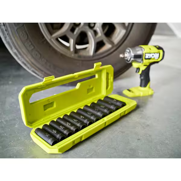 RYOBI Impact Socket Set 1 2in SAE Deep Well 11 Piece Drive Tool Case ...