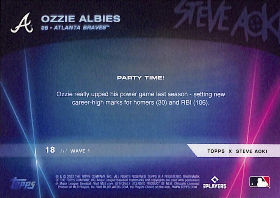 2022 Topps X Steve Aoki Party #18 OZZIE ALBIES Atlanta Braves | eBay