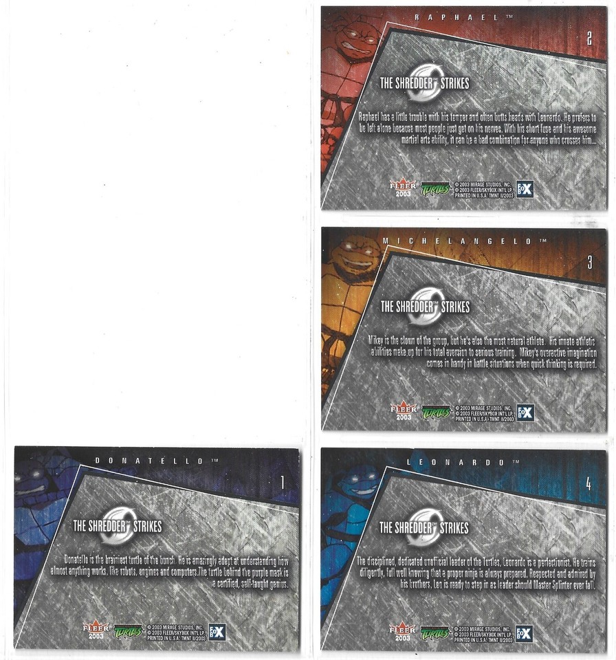 TEENAGE MUTANT NINJA TURTLES MOVIE PROMO CARD SET TMNT FLEER 2003 | eBay