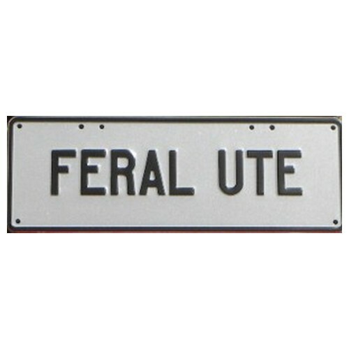 Novelty Number Plate - Feral Ute - Black On White AUS Licence Plate ...