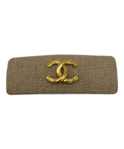 Authentic Chanel Vintage CC Logo Hair Barrette Beige - Gem