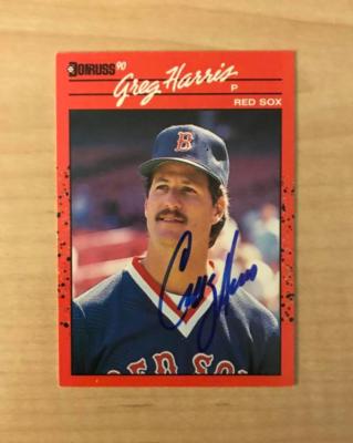 GREG HARRIS BOSTON RED SOX SIGNED AUTOGRPAHED 1990 DONRUSS CARD #582 W ...
