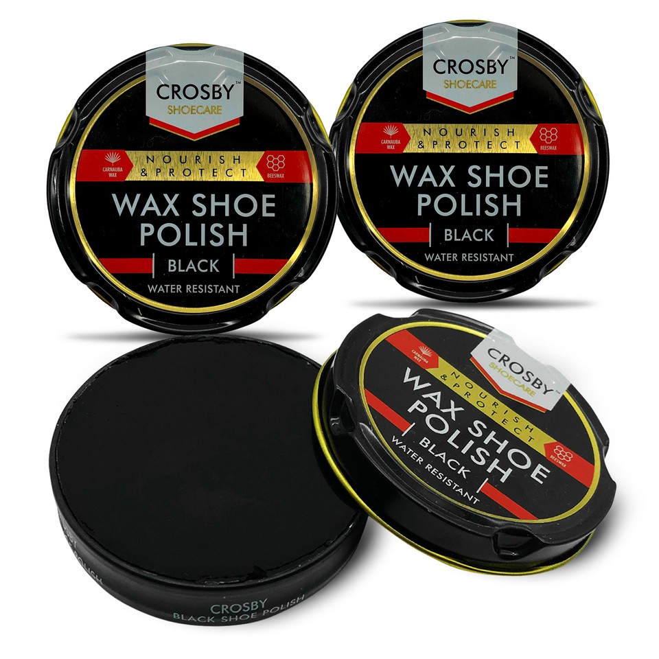 3pk Wax Shoe Polish Black x 50ml Traditional Leather Boot Shine Cleaner ...