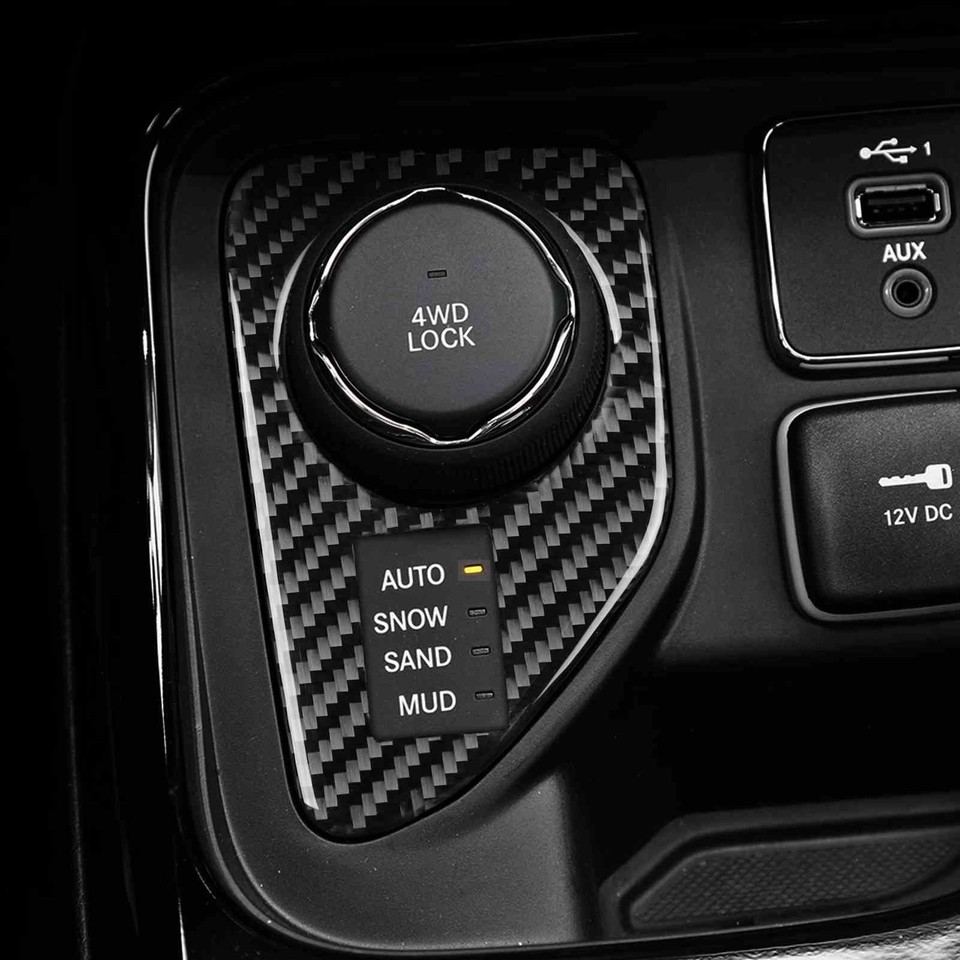 Real Carbon Fiber Console 4WD Switch Knob Panel Cover For Jeep Compass ...