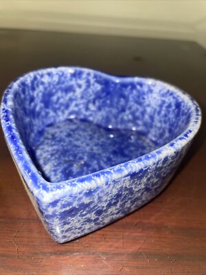 Cobalt Blue Splatter Pattern Coche heart stoneware baking dish 2x4.5x5 ...