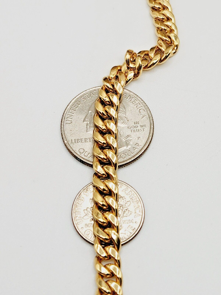 10KT Yellow Gold* Cuban Link Semi Solid Chain 24" x 6.3mm x 2.5mm Box ...