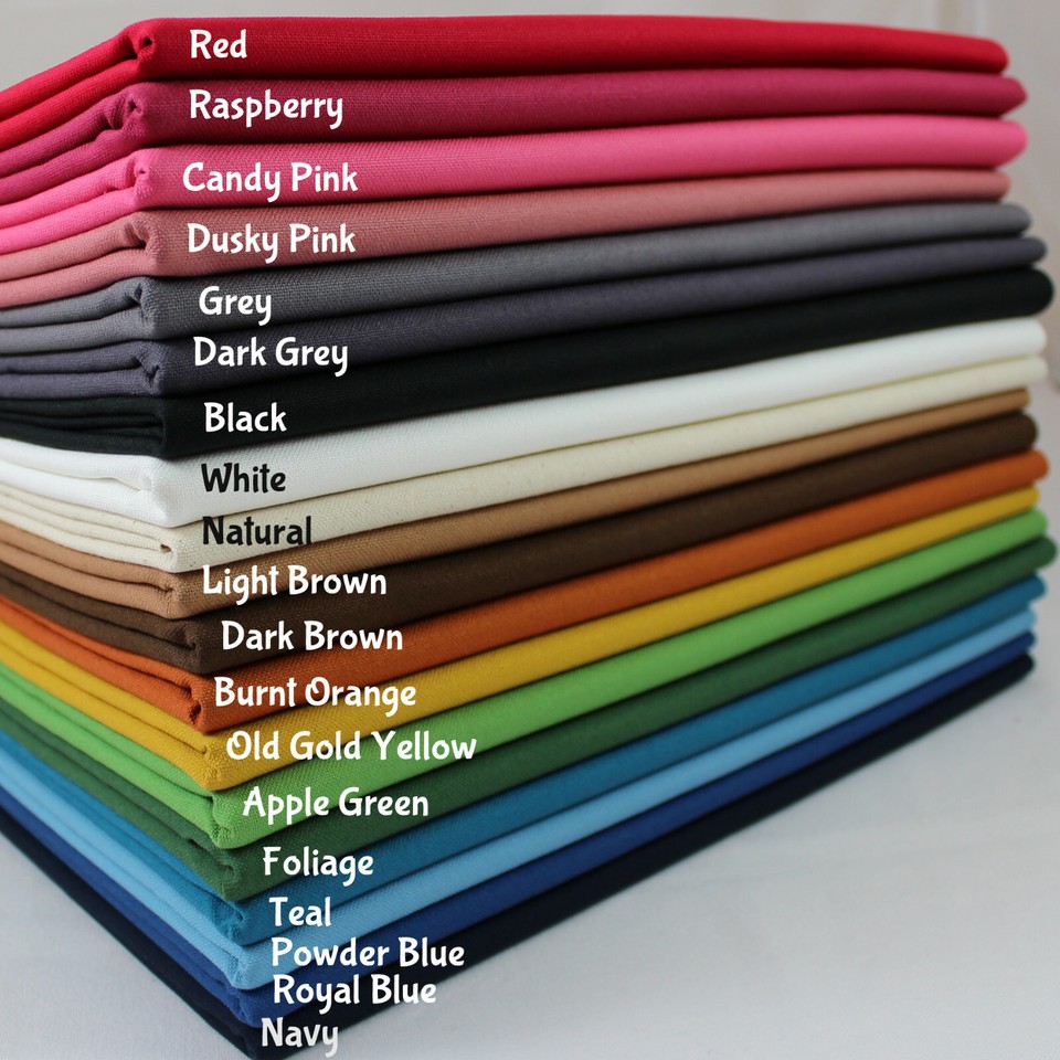 100% Cotton CANVAS fabric medium weight 110cm wide per metre & samples ...