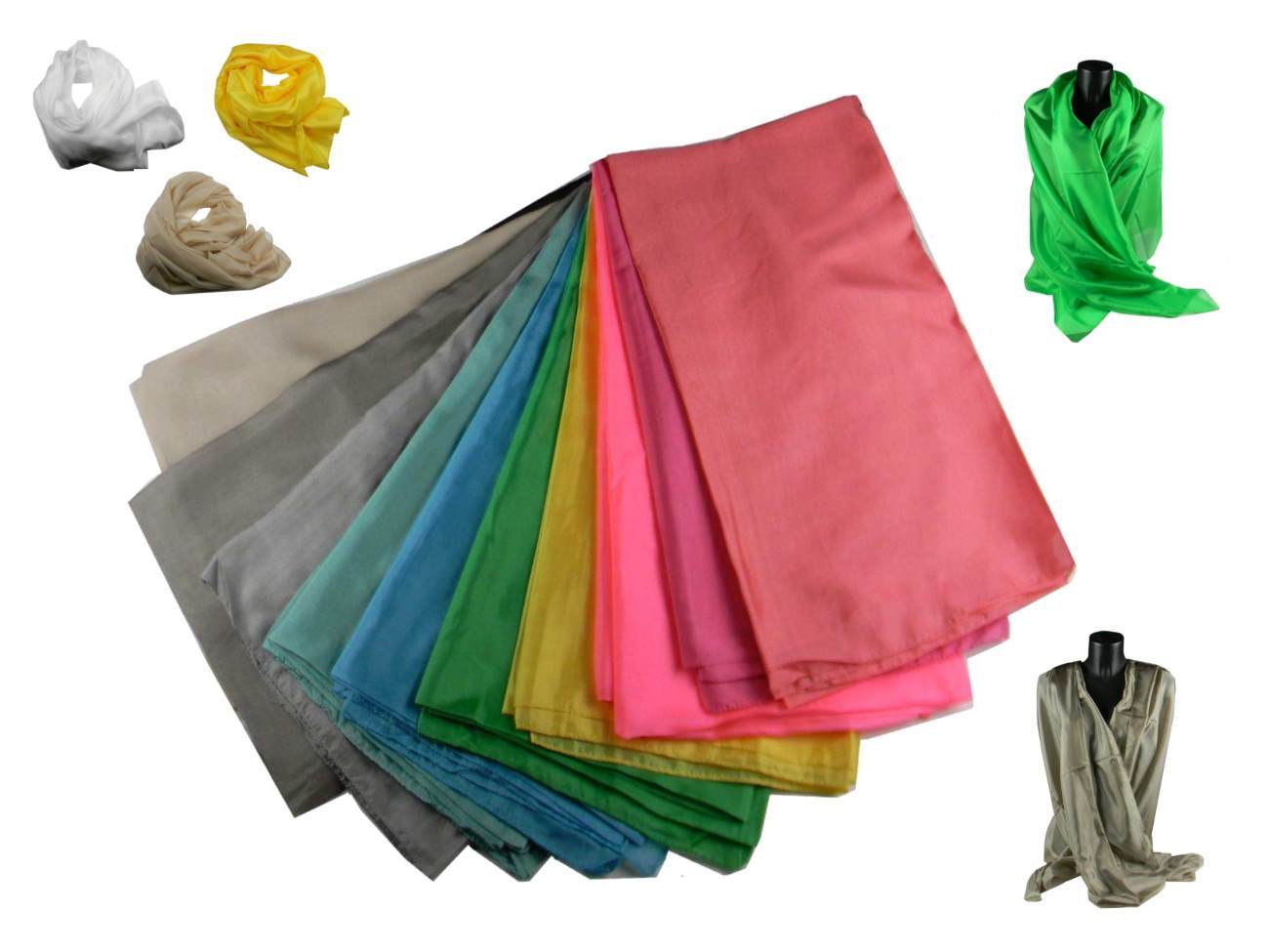 Stole eleganti fluo raso seta beige fuxia stola verde oro arancio da ...