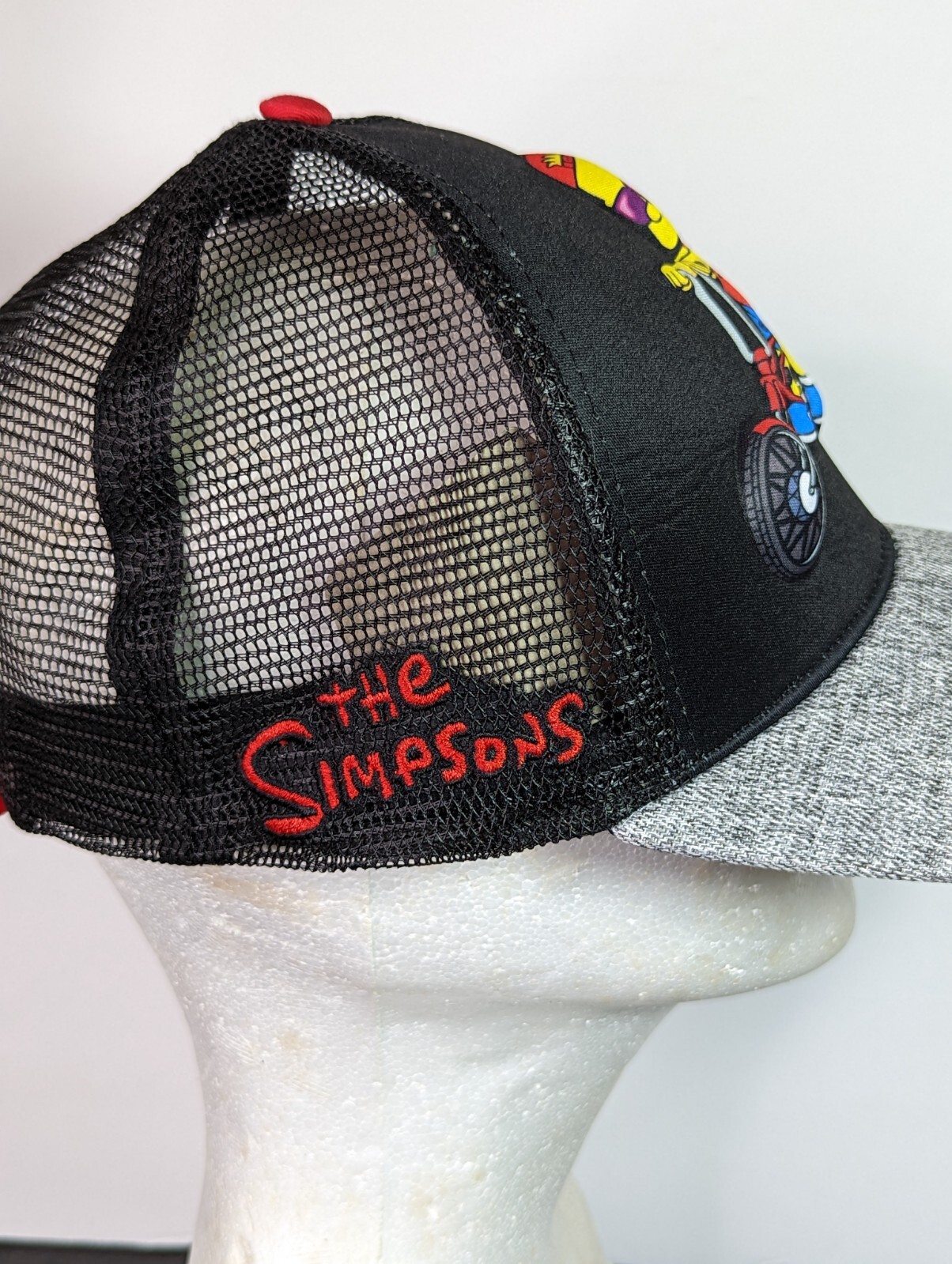 Bart Simpson Snap Back Ride Fast Fall Hard Mesh Trucker Hat 3D Black ...