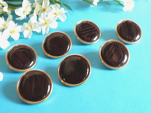 1260B Splendid Large Buttons "Tiger Eye" Brown Black Gold Lot Of 7 ...