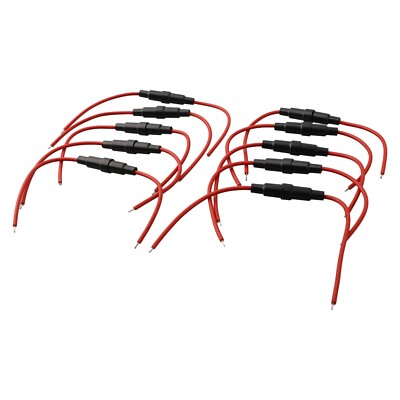 Screw Type Fuse Holder with 22AWG Wire Pack of 10 for AGC Glass Tube ...