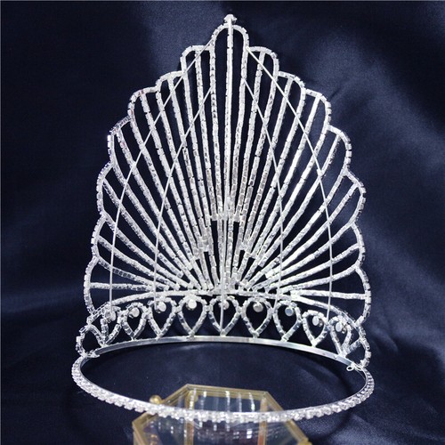 HOT Tall Crystal Huge Tiara Crown Queen Wedding Bridal Queen Pageant ...