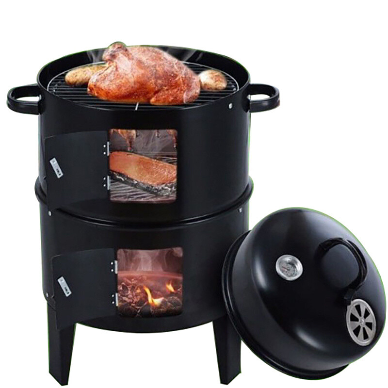 OUTDOOR BARBECUE SMOKER CHARCOAL BBQ GRILL GARDEN COOKER PATIO DRUM ...